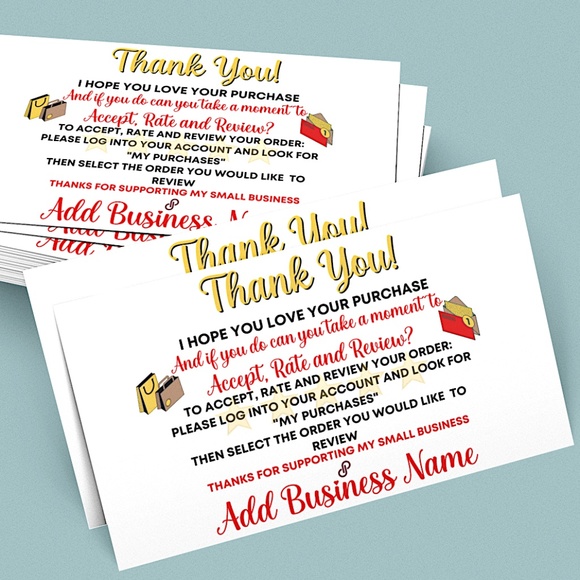 SellersMerch | Office | Thank You Review Cards | Poshmark